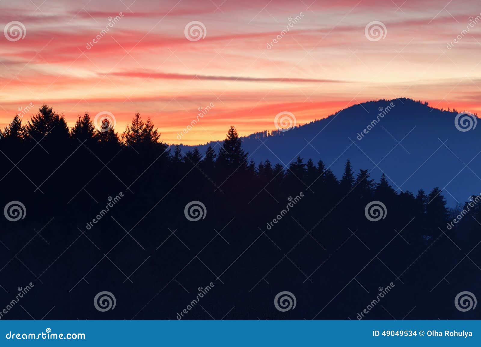 Fire Red Sunset Over Mountains Stock Photo - Image of outdoors, purple ...
