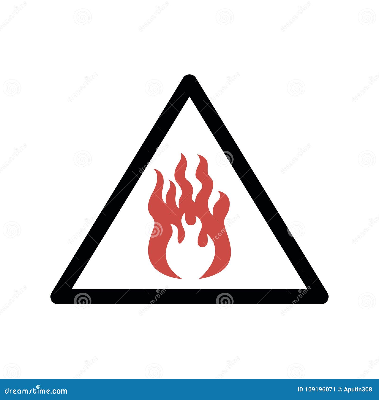 Fire Red in the Triangle Icon Vector. Flammable Character Stock Vector ...