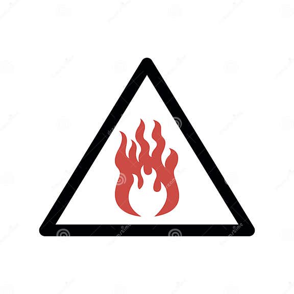 Fire Red in the Triangle Icon Vector. Flammable Character Stock Vector ...