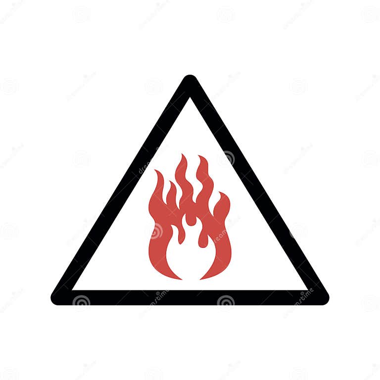 Fire Red in the Triangle Icon Vector. Flammable Character Stock Vector ...