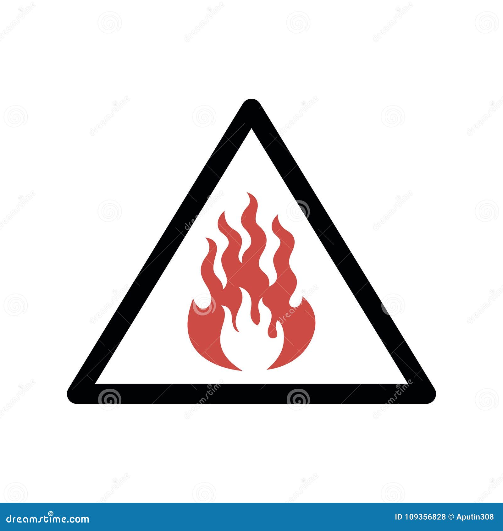 Fire Red in the Triangle Icon Vector. Flammable Character Isolated ...