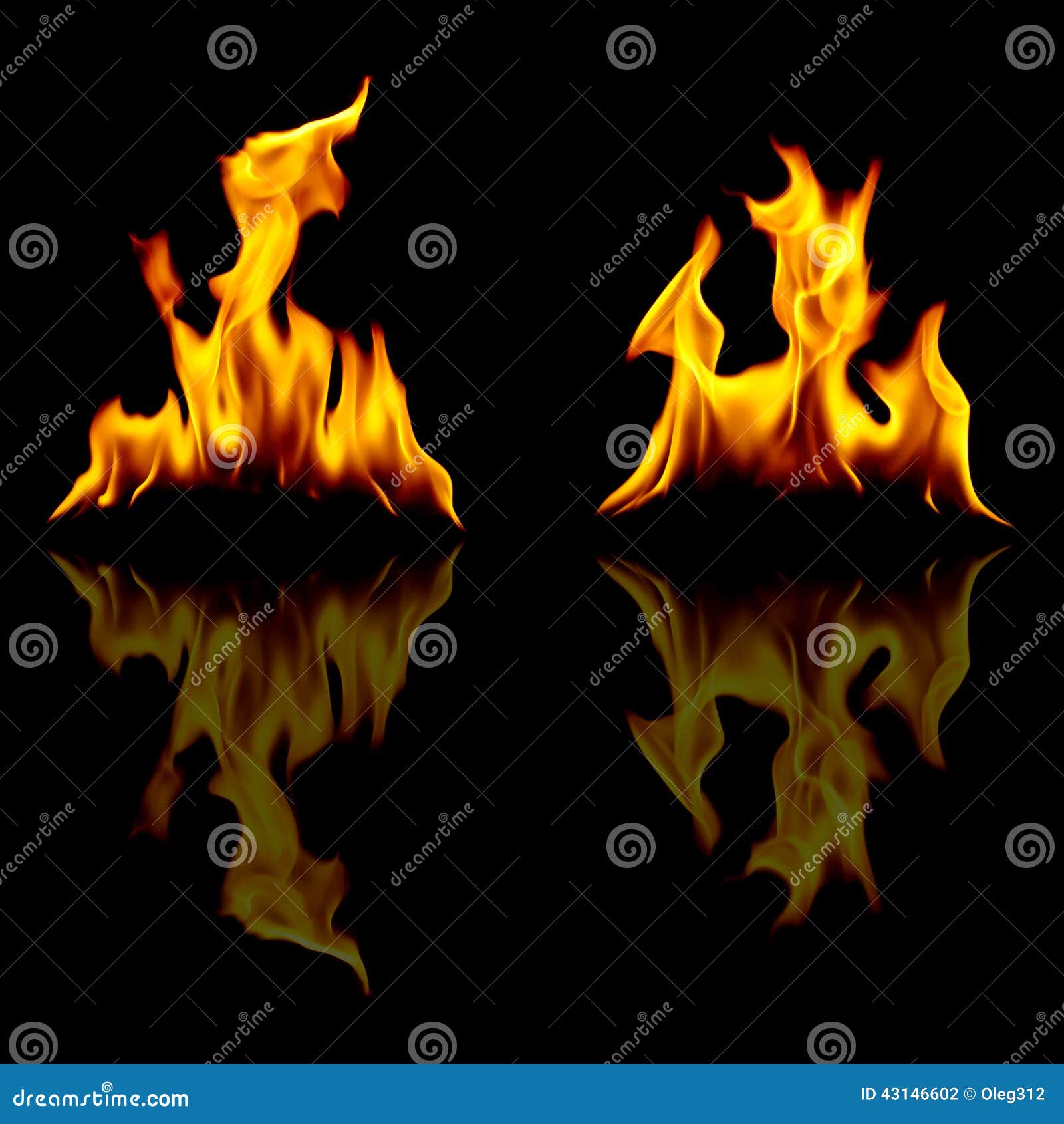 Fire with reflection stock photo. Image of ignite, banner - 43146602