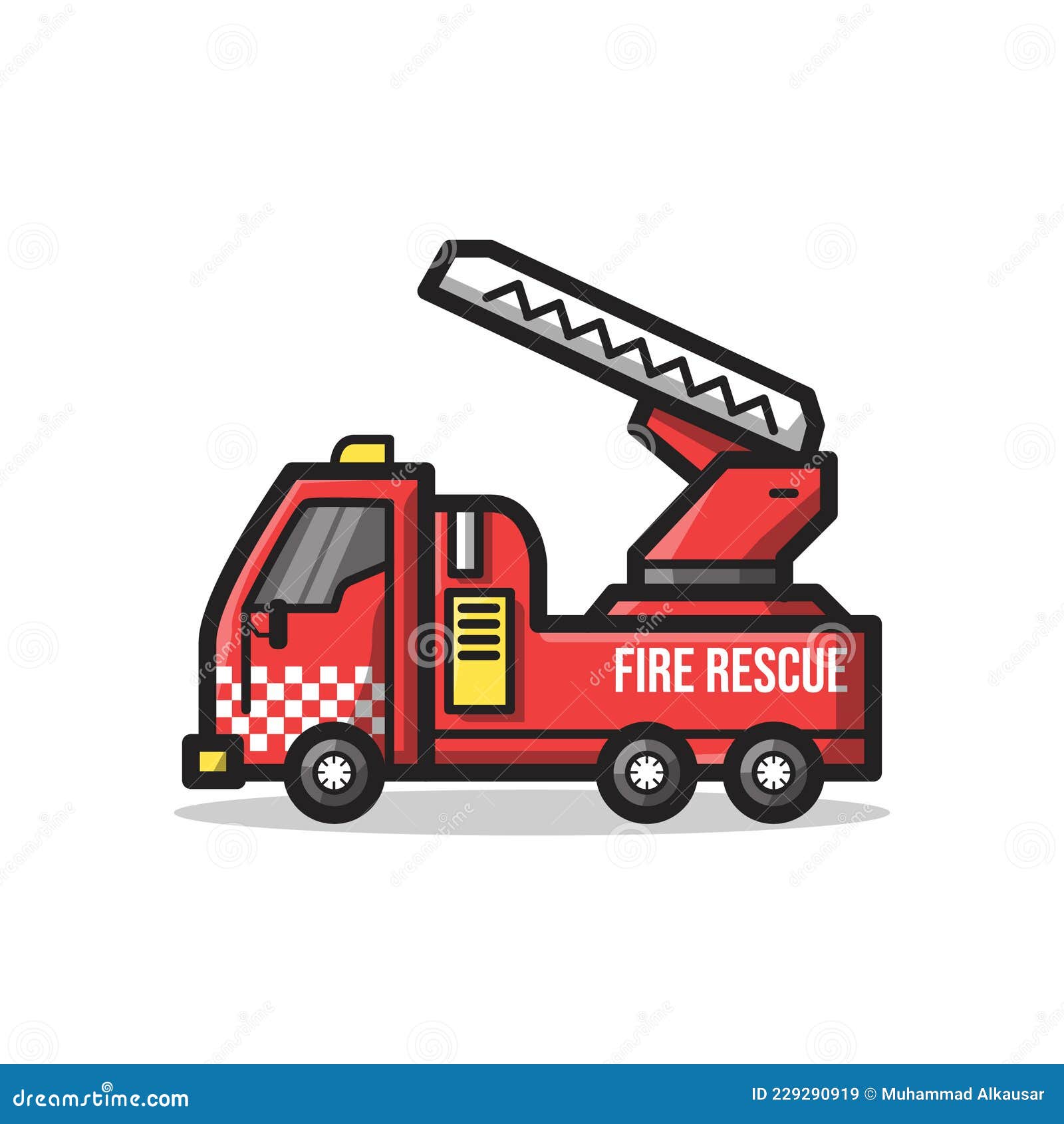 Fire Rescue Department Vehicle in Unique Minimalist Line Art ...