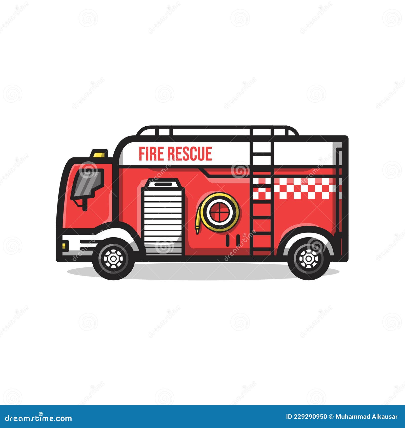 Fire Rescue Department Vehicle in Unique Minimalist Line Art ...