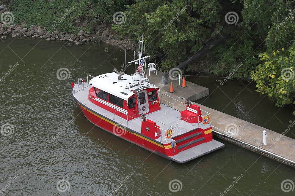 Fire and Rescue Boat at Dock Stock Image - Image of responder, fast ...