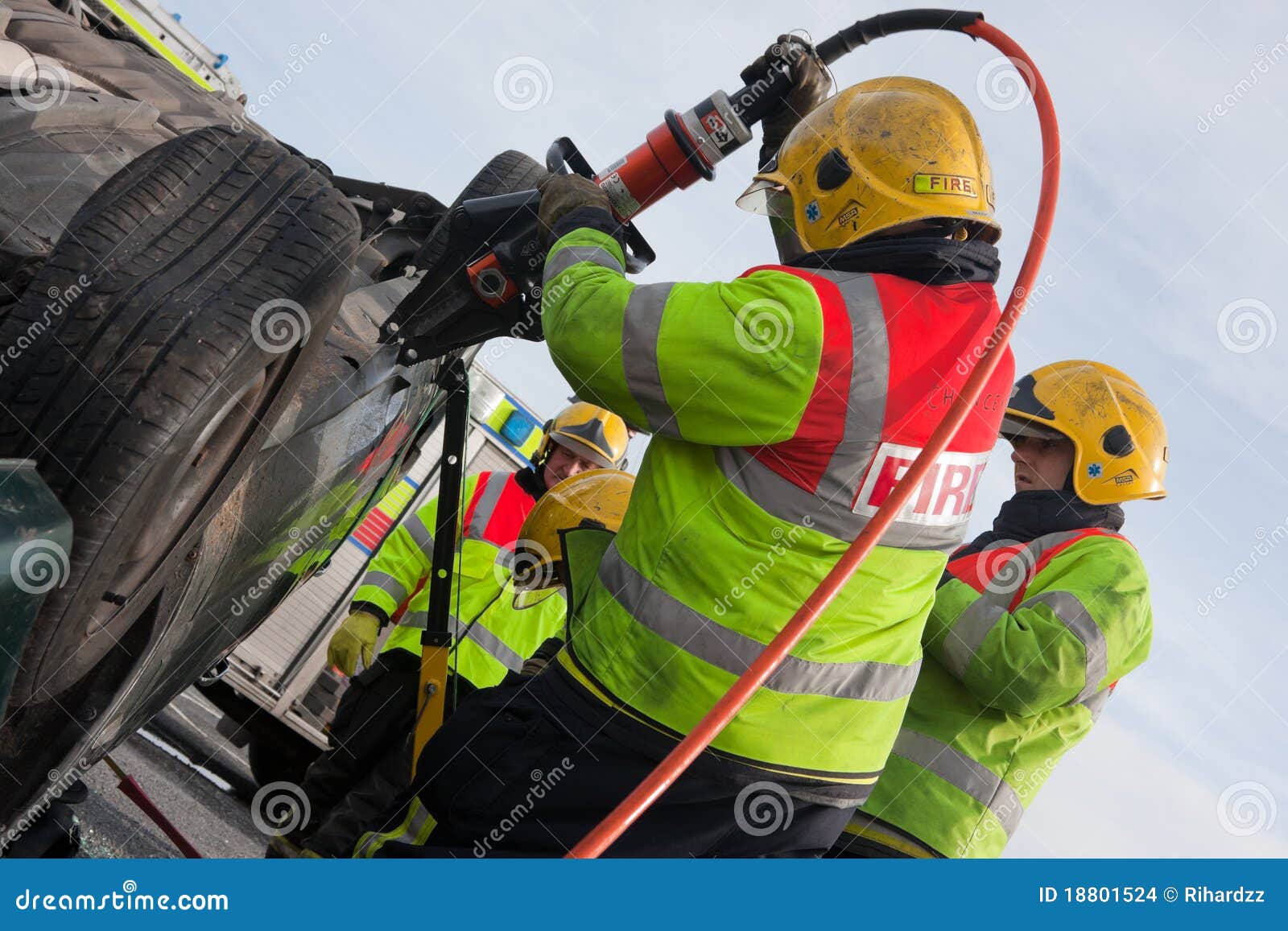 Fire and Rescue Service at Car Crash Training Editorial Stock Image ...