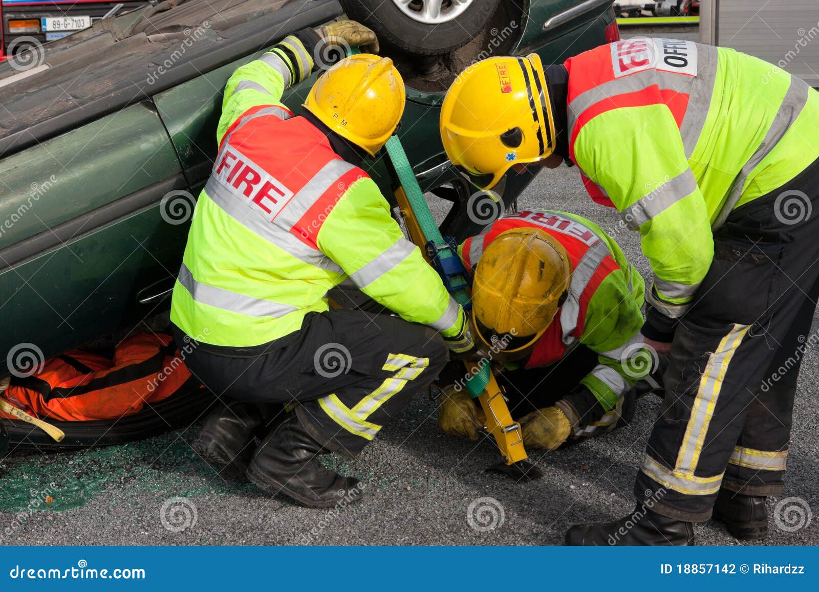 Fire and Rescue Staff at Car Crash Training Editorial Photography ...