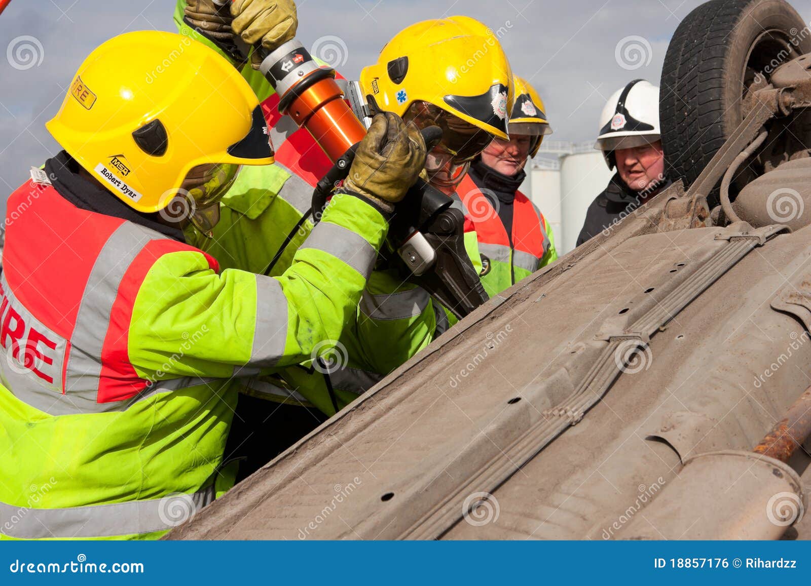 Fire and Rescue Staff at Car Crash Training Editorial Photo - Image of ...