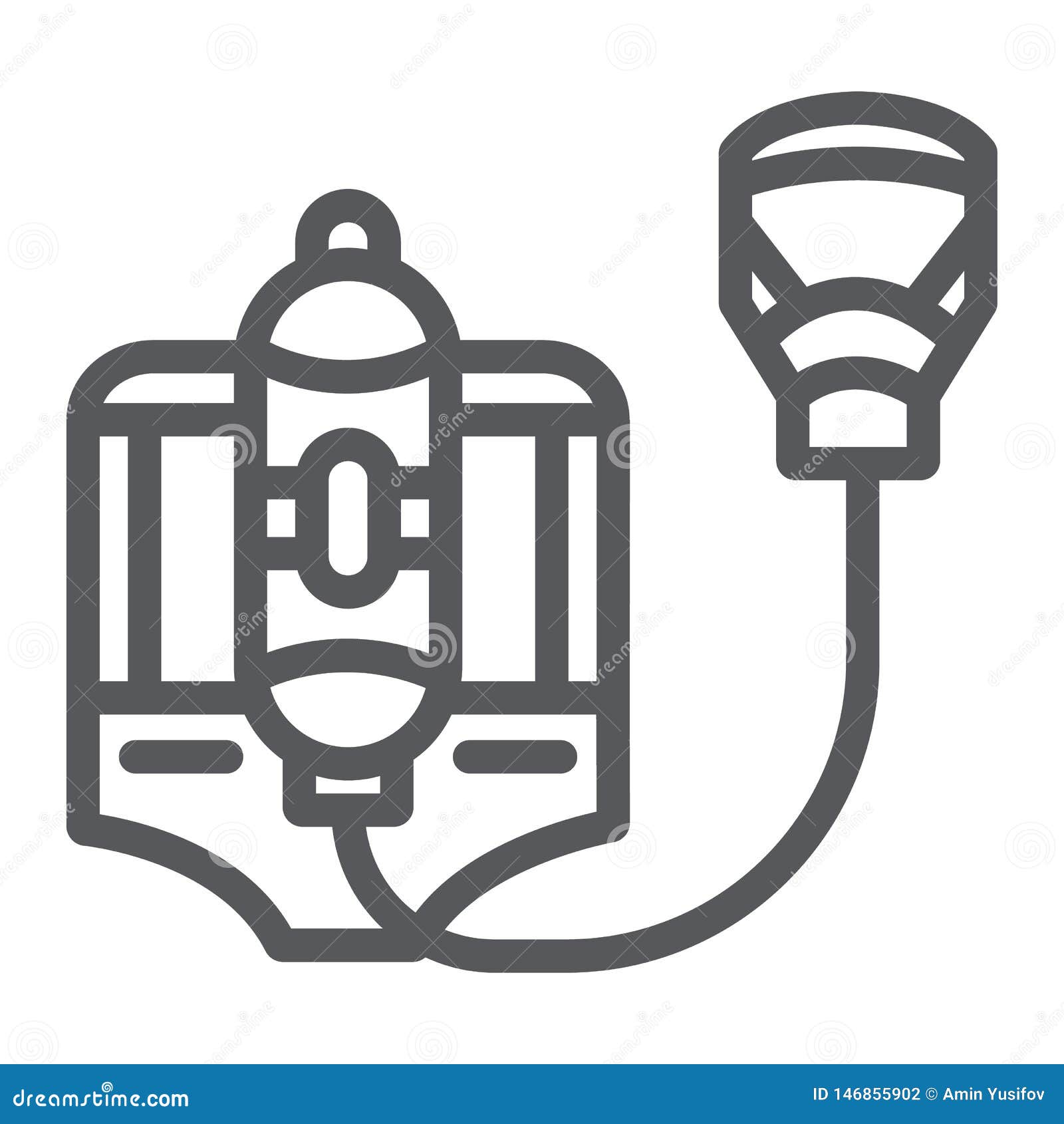 Respirator Line And Solid Icon. Fireman Gas Mask Outline Style ...