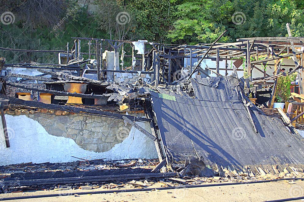 Fire in a restaurant stock image. Image of industrial - 60381115