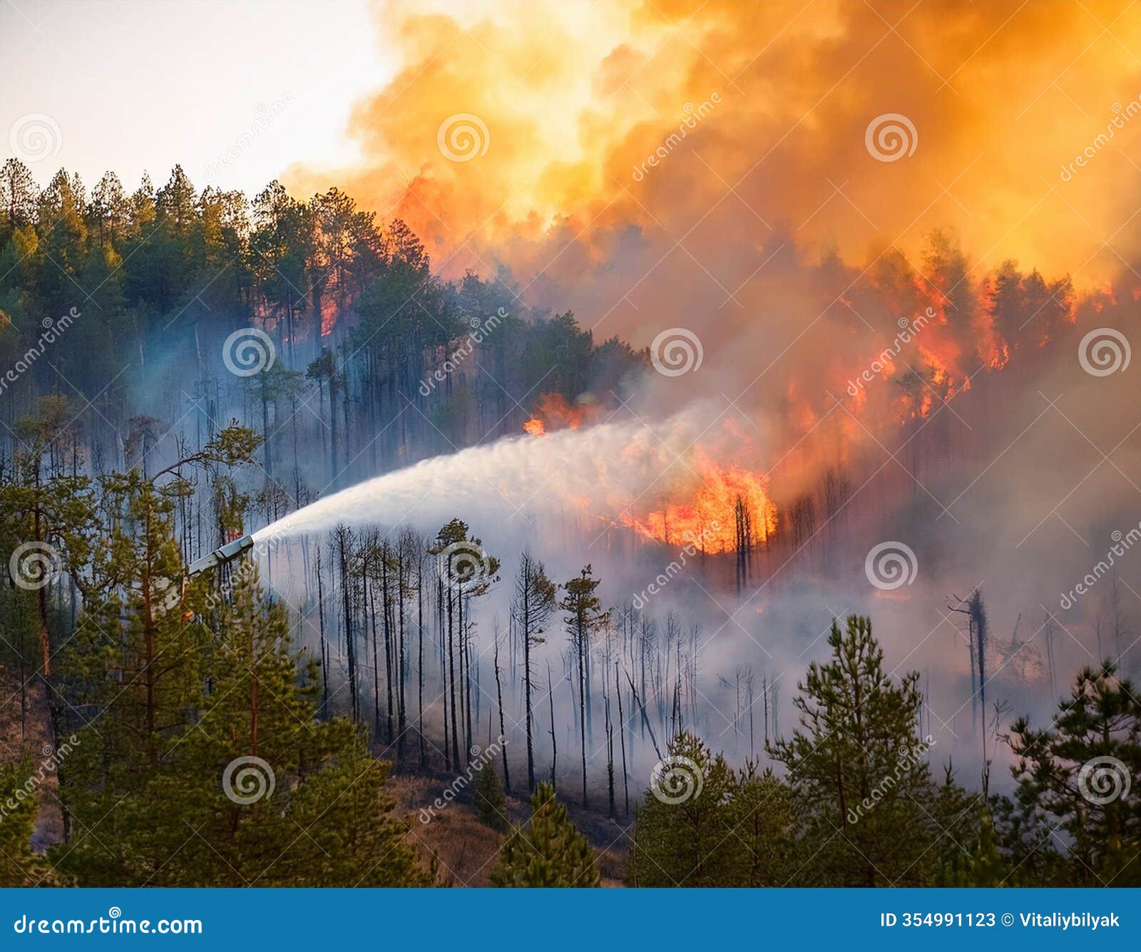 Wildfire Control Helicopter Swoops In, Dumping Water On The Flames ...