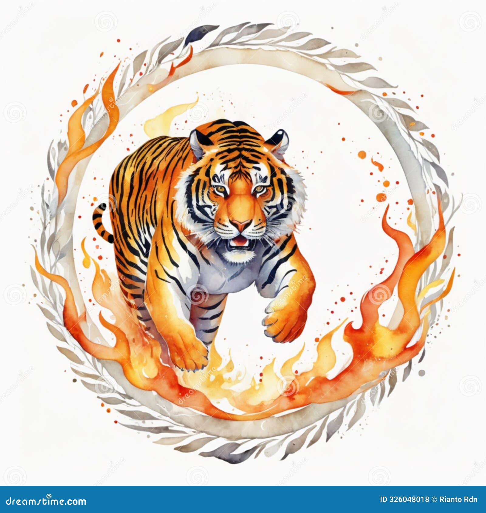 Fire Ring Acrobatics: Tiger in Mid-Air Leap Stock Photo - Image of ...