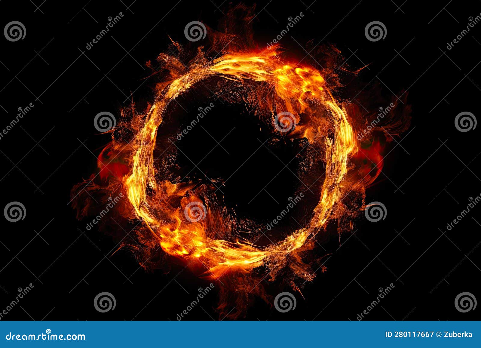 Fire Ring on Black Background Stock Illustration - Illustration of ...