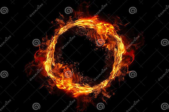 Fire Ring on Black Background Stock Illustration - Illustration of ...