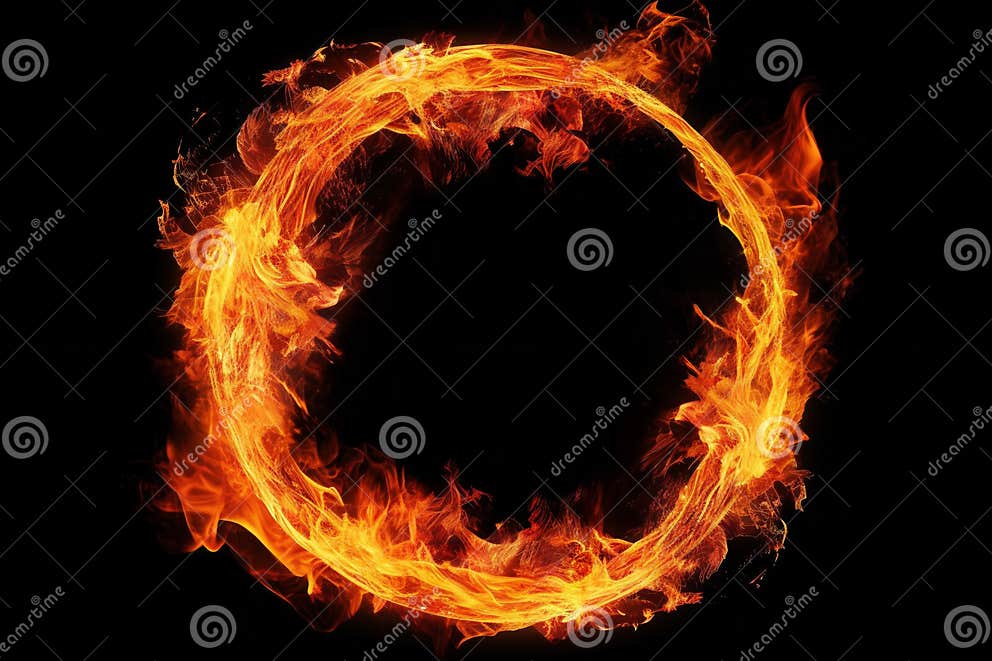 Fire Ring on Black Background Stock Illustration - Illustration of ...