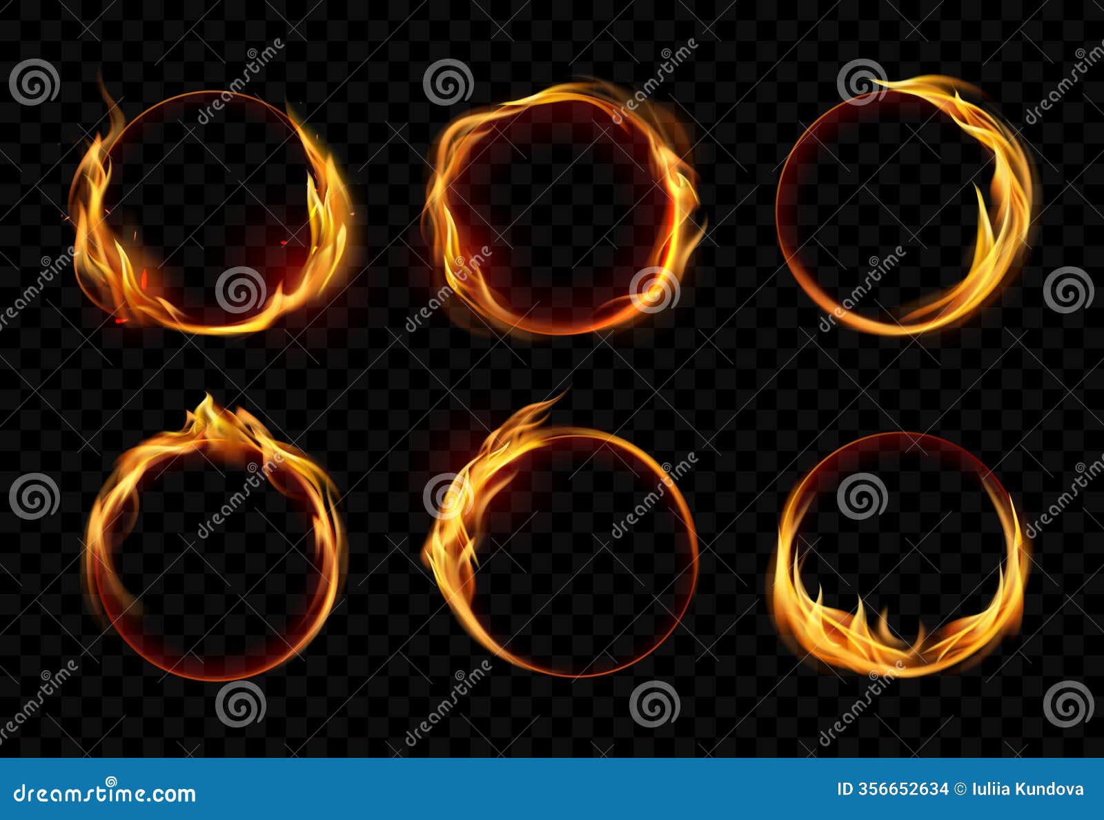 Fire Ring. Burning Round Frames with Hot Flame Stock Vector ...