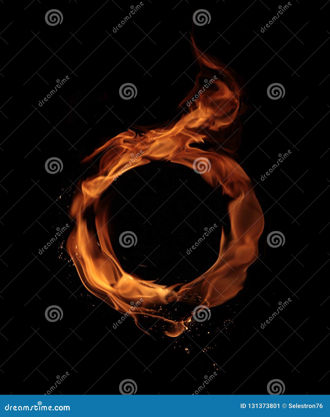 Fire - a Ring Created by the Flame and Large Burning Flames Stock Image ...