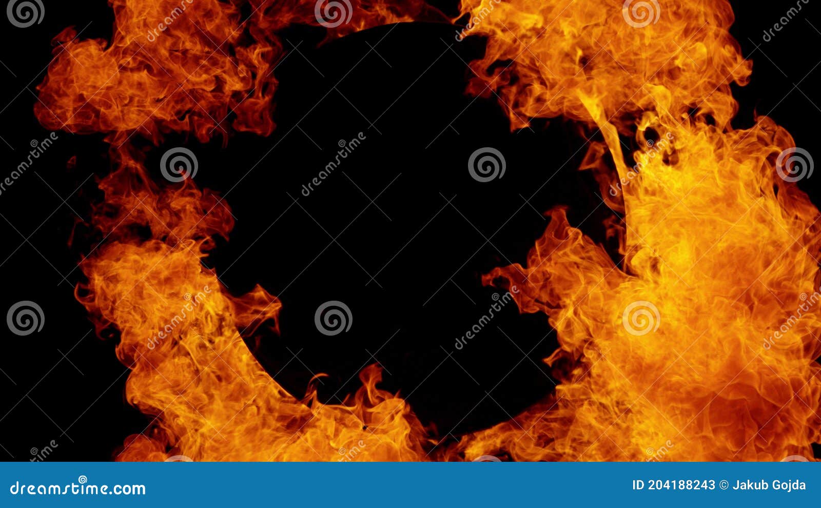 Fire Ring Isolated on Black Background Stock Image - Image of heat ...