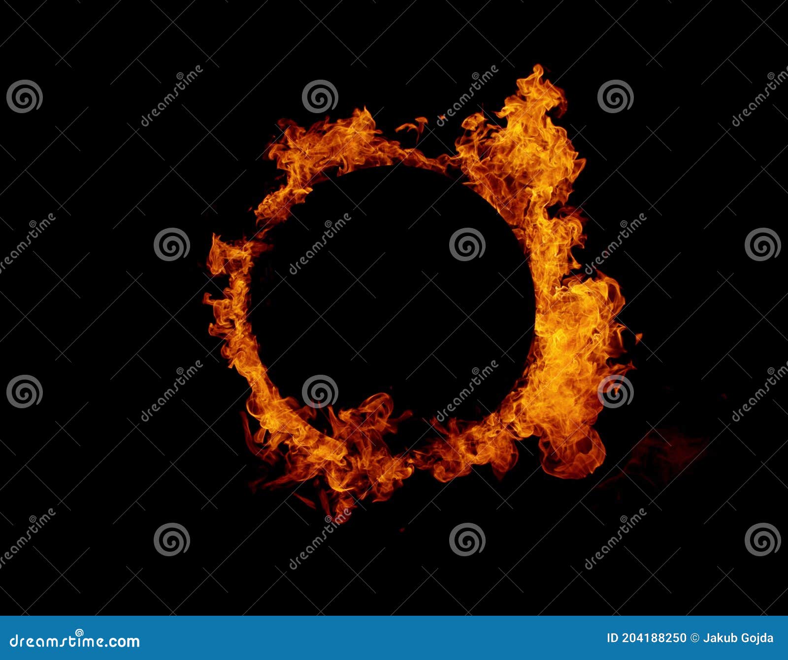 Fire Ring Isolated on Black Background Stock Illustration ...