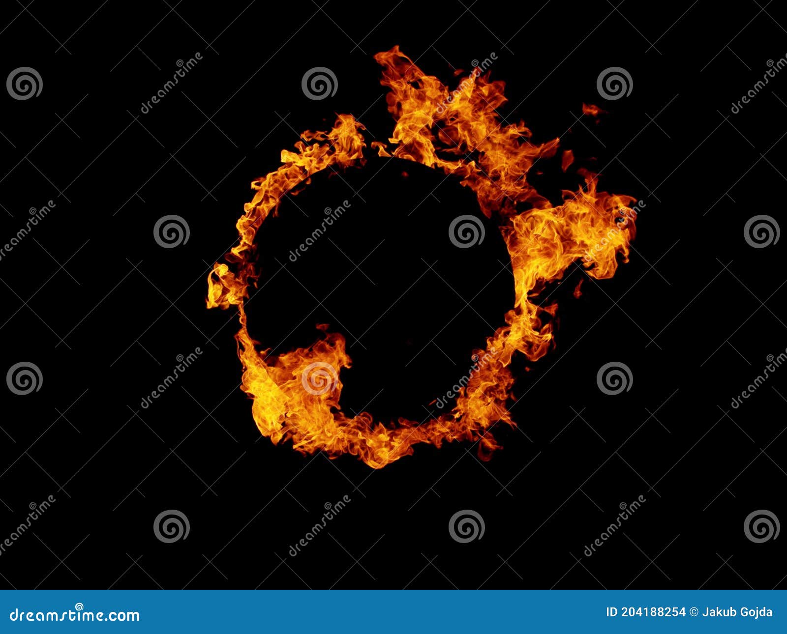 Fire Ring Isolated on Black Background Stock Illustration ...