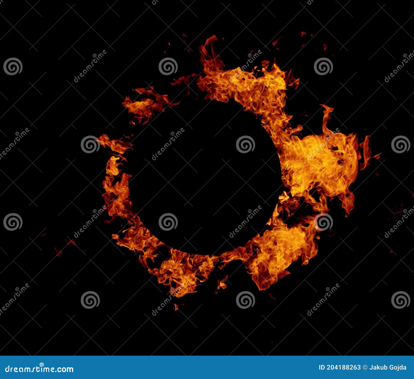 Fire Ring Isolated On Black Background Stock Illustration ...