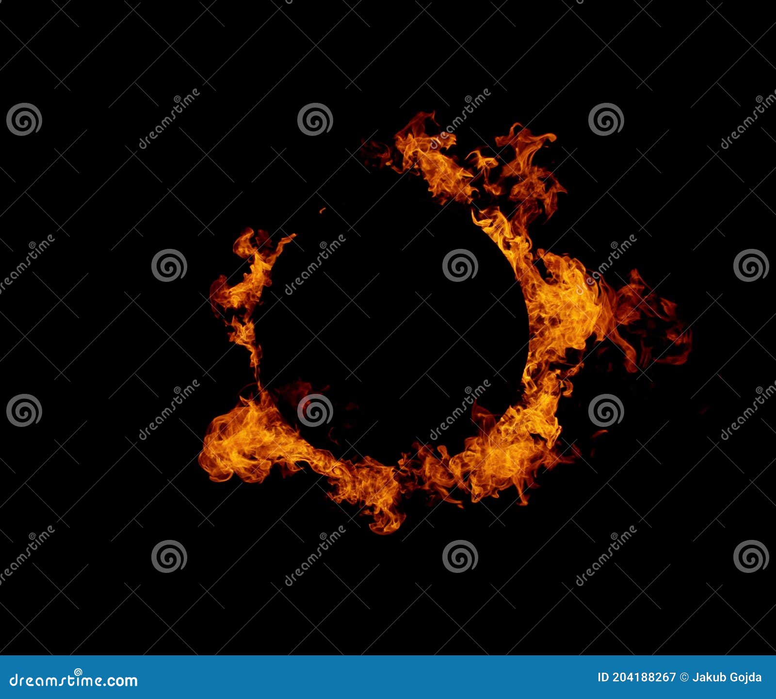 Fire Ring Isolated on Black Background Stock Illustration ...