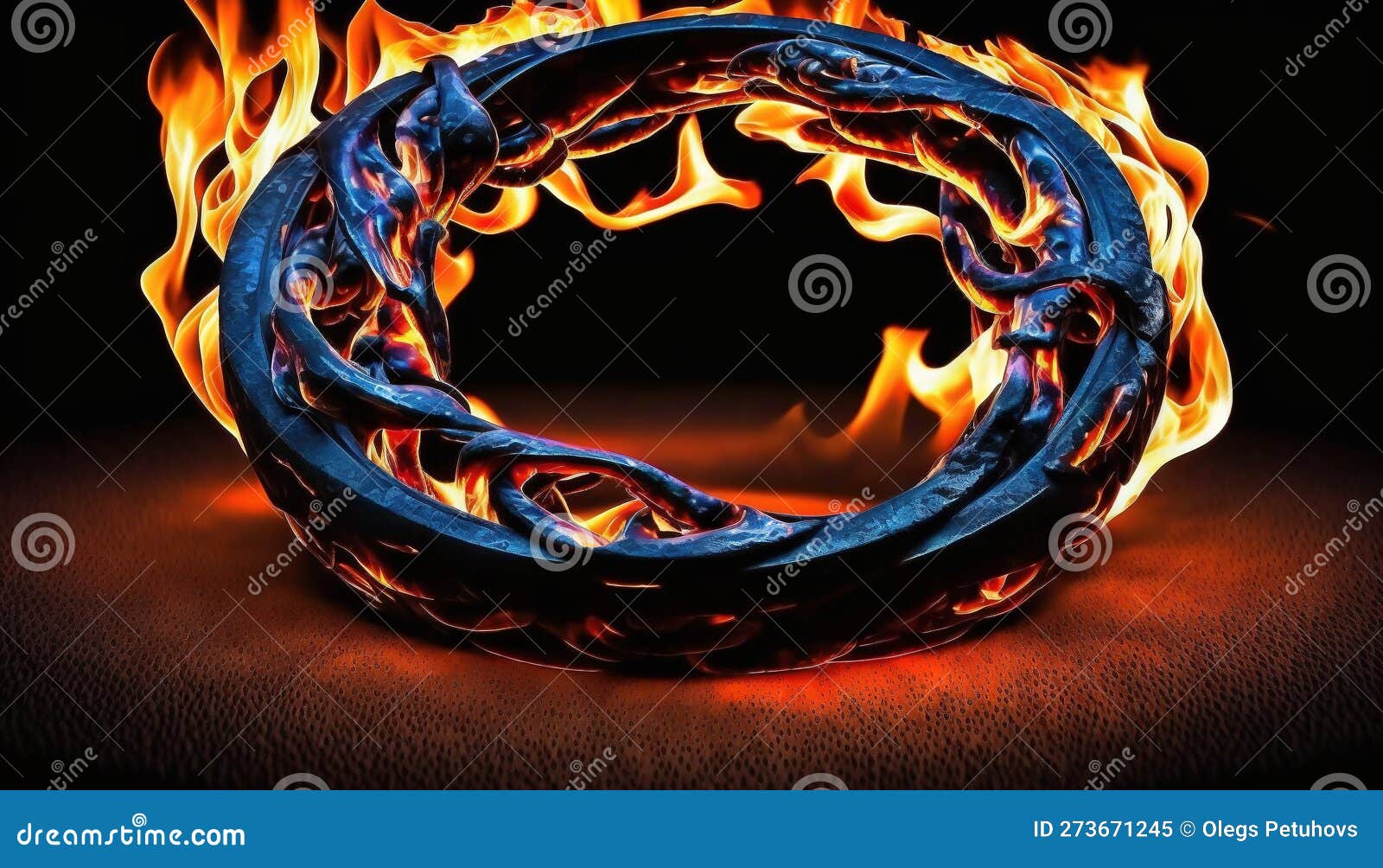 A Fire Ring is Shown in the Middle of a Black Background Stock ...