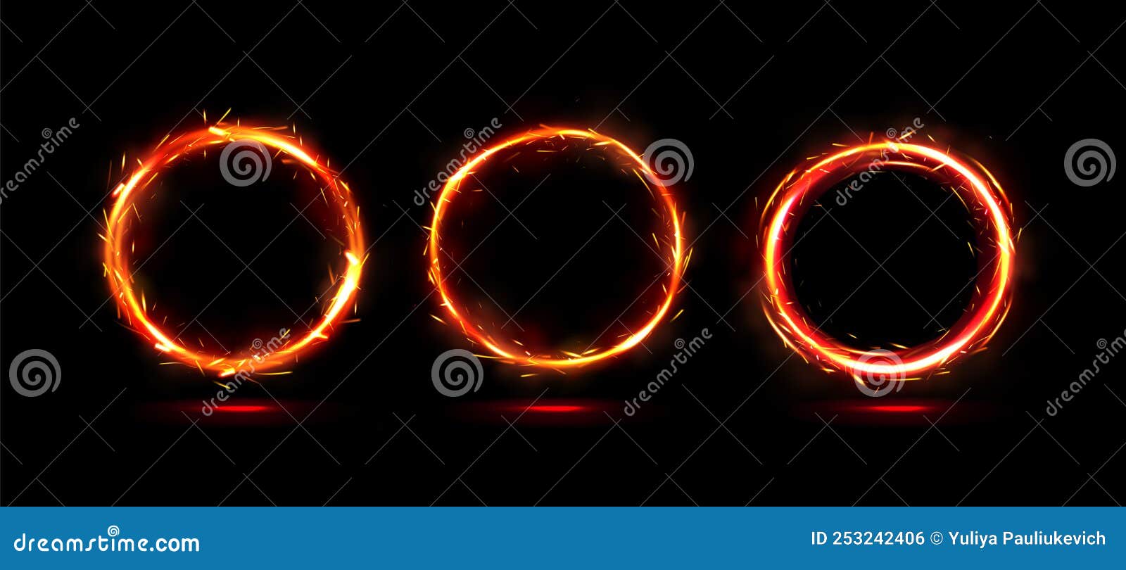 Fire Rings, Burning Circle Frames with Sparks Stock Vector ...