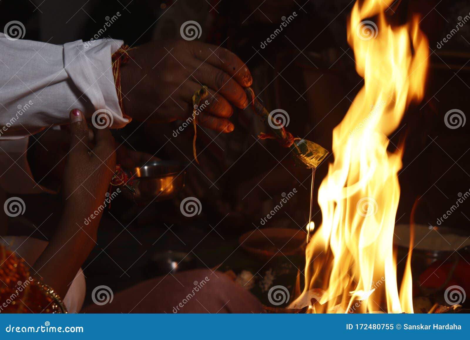 Havan Puja stock image. Image of worship, hindu, ritual - 172480755