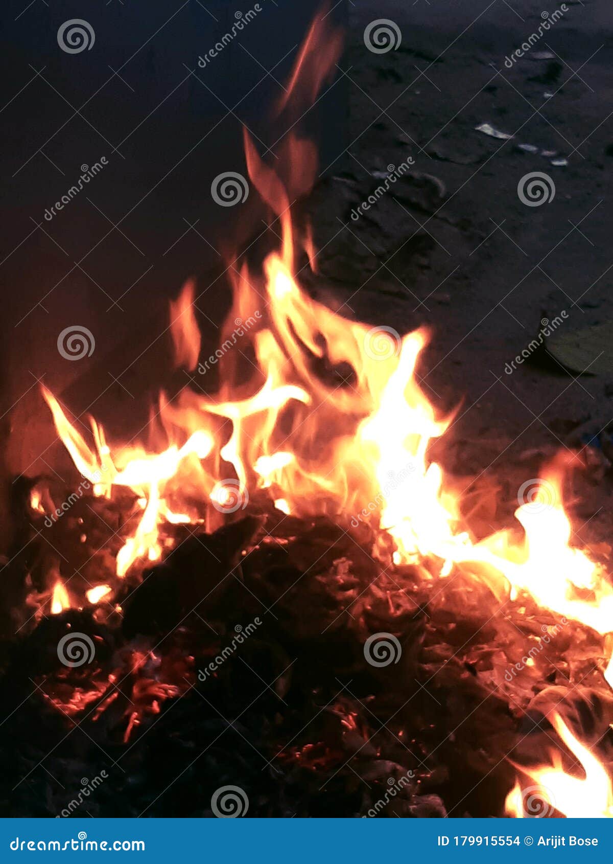 Fire on road stock photo. Image of campfire, screenshot - 179915554
