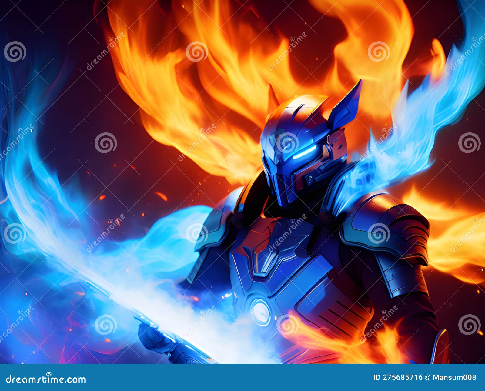 Fire Robot and Burning Flaming , AI Generated Stock Illustration ...