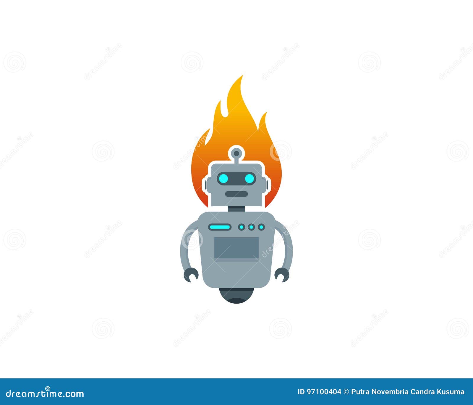 Fire Robot Icon Logo Design Stock Vector - Illustration of design ...
