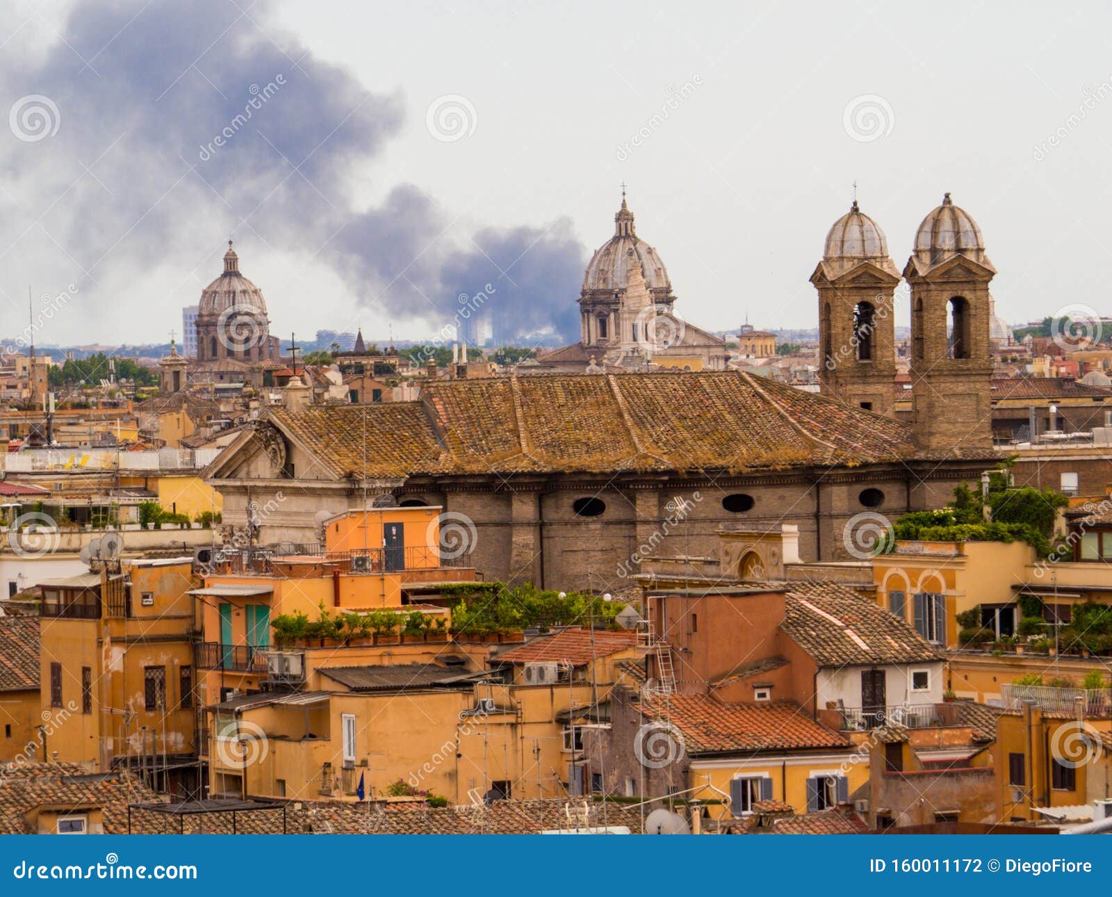 Fire in Rome stock photo. Image of italy, heat, outdoor - 160011172