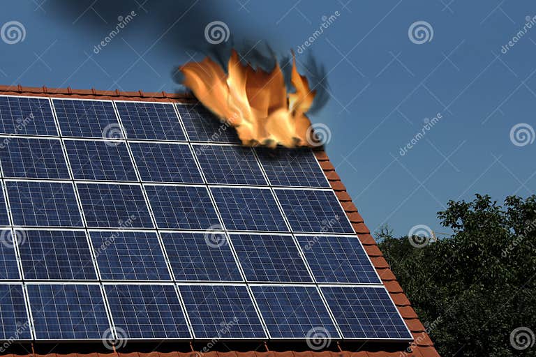 Fire on the roof stock photo. Image of modern, innovation - 37453260