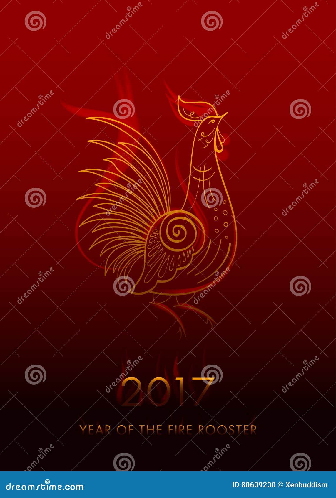 Fire Rooster Chinese New Year Symbol Stock Illustration - Illustration ...