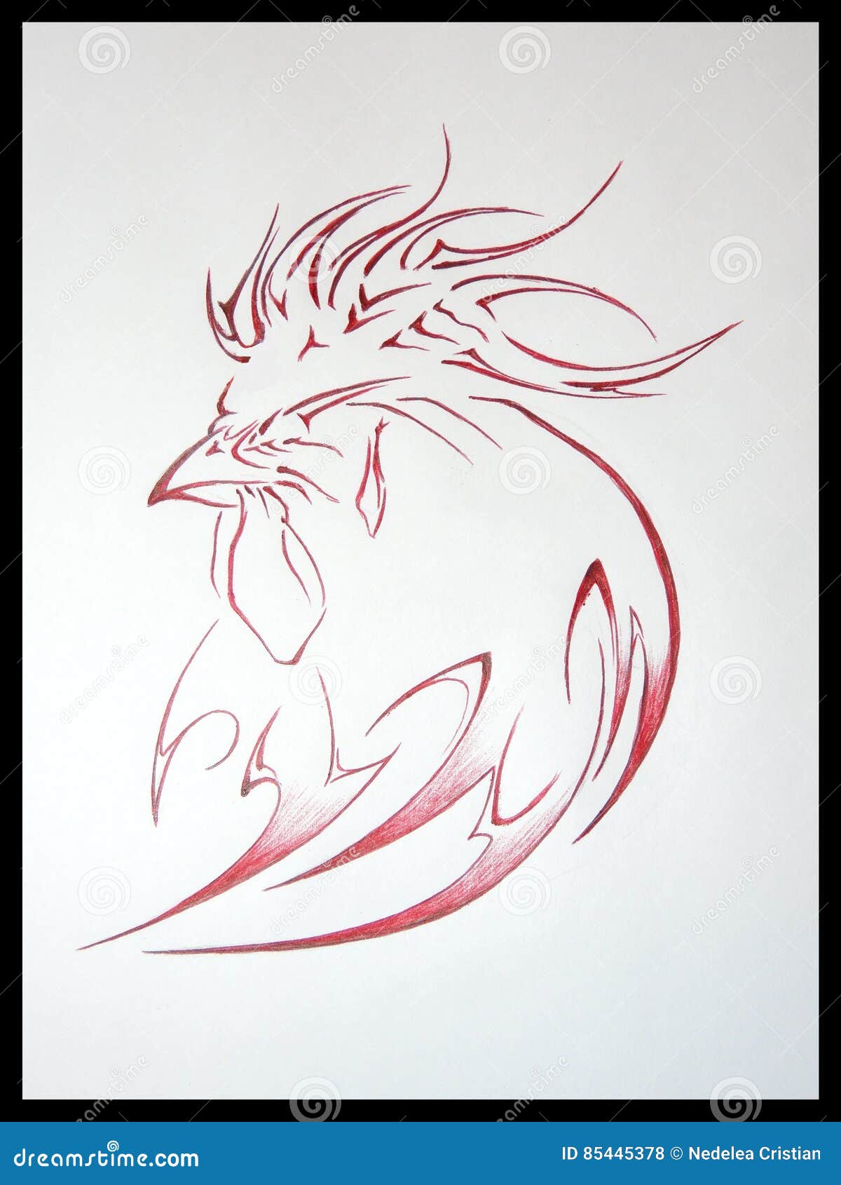 Fire Rooster Graphic Drawing Stock Illustration - Illustration of ...