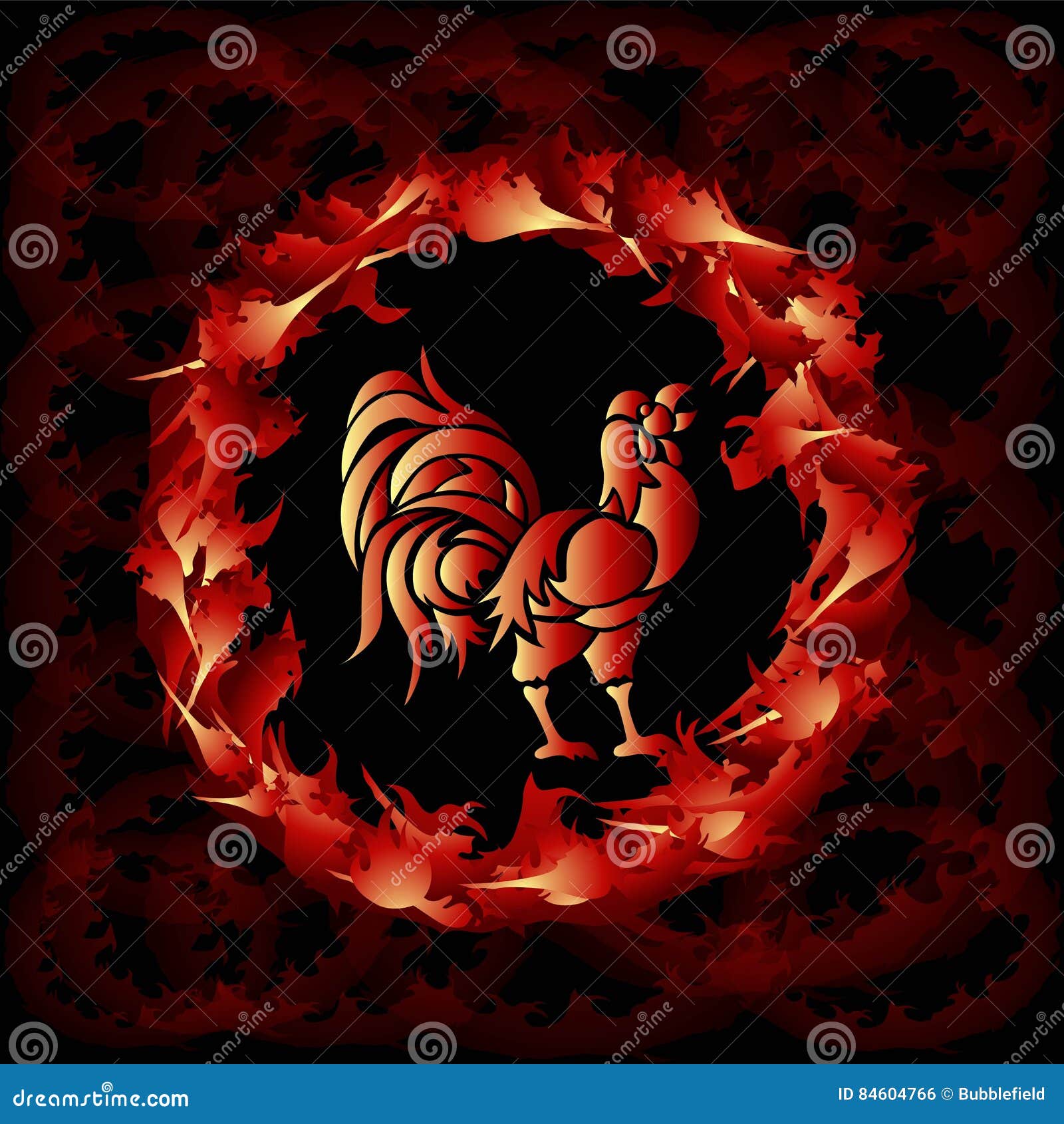 Fire Rooster stock vector. Illustration of fire, blurred - 84604766