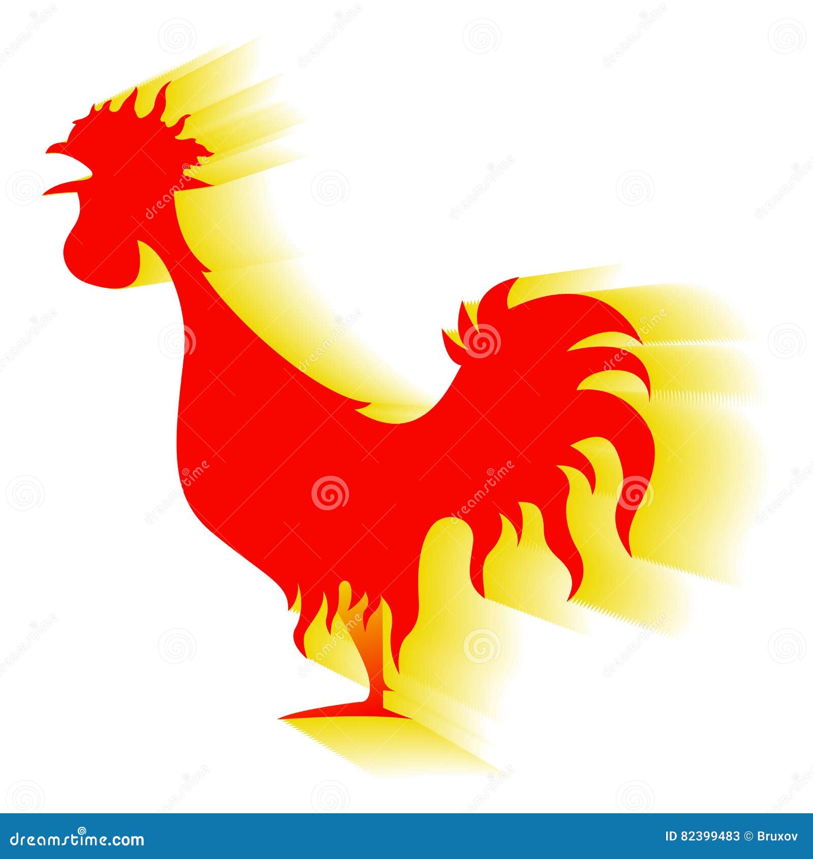 Fire Rooster Logo, Silhouette On Blue Background Royalty-Free Stock ...