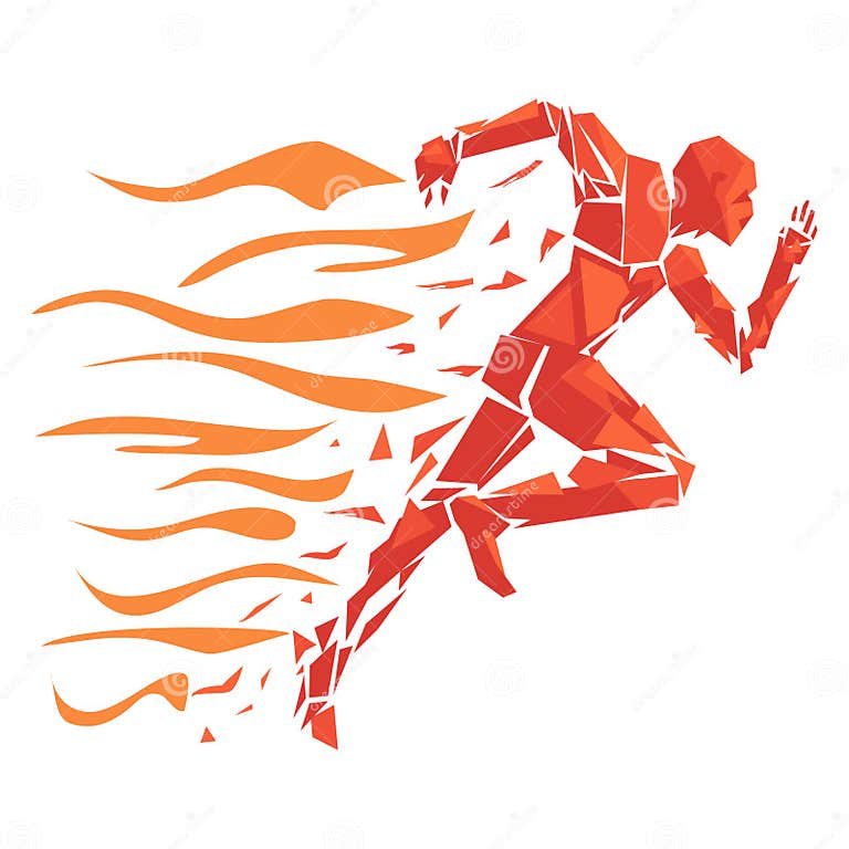 Fire running man stock vector. Illustration of runner - 83825364