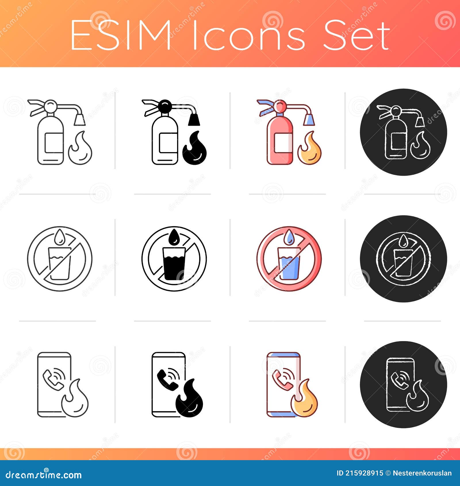Fire Safety and Firefighting Icons Set Stock Vector - Illustration of ...