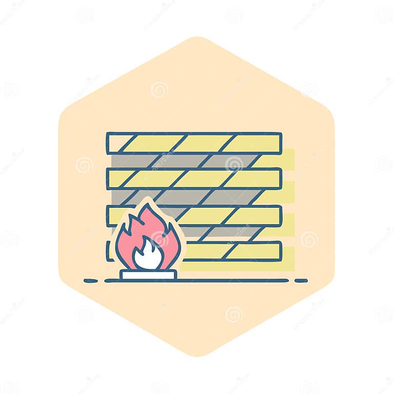 Fire Safety with Flame and Brick Wall Simple Vector Illustration Stock ...