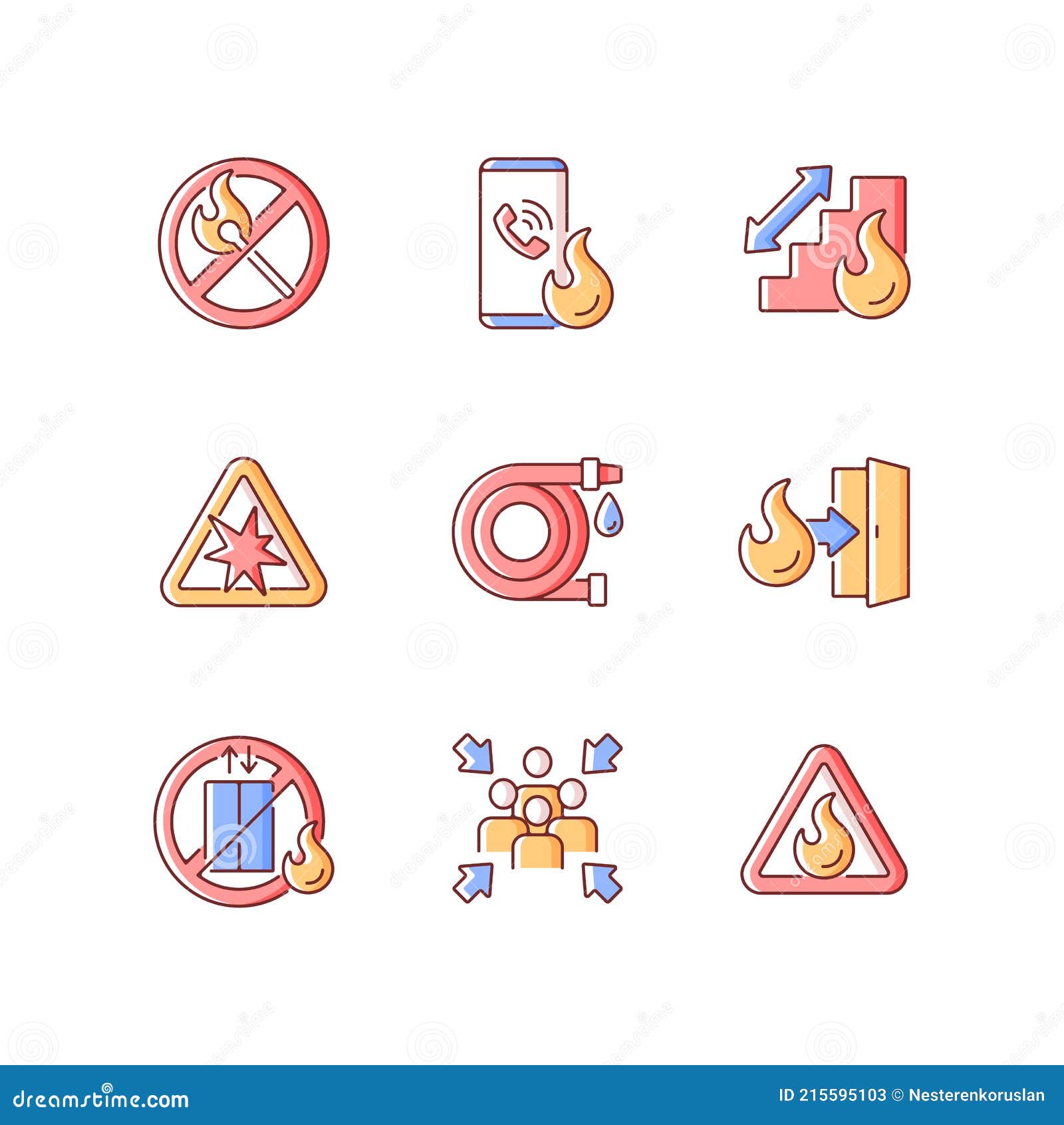 Fire Safety Guidelines RGB Color Icons Set Stock Vector - Illustration ...