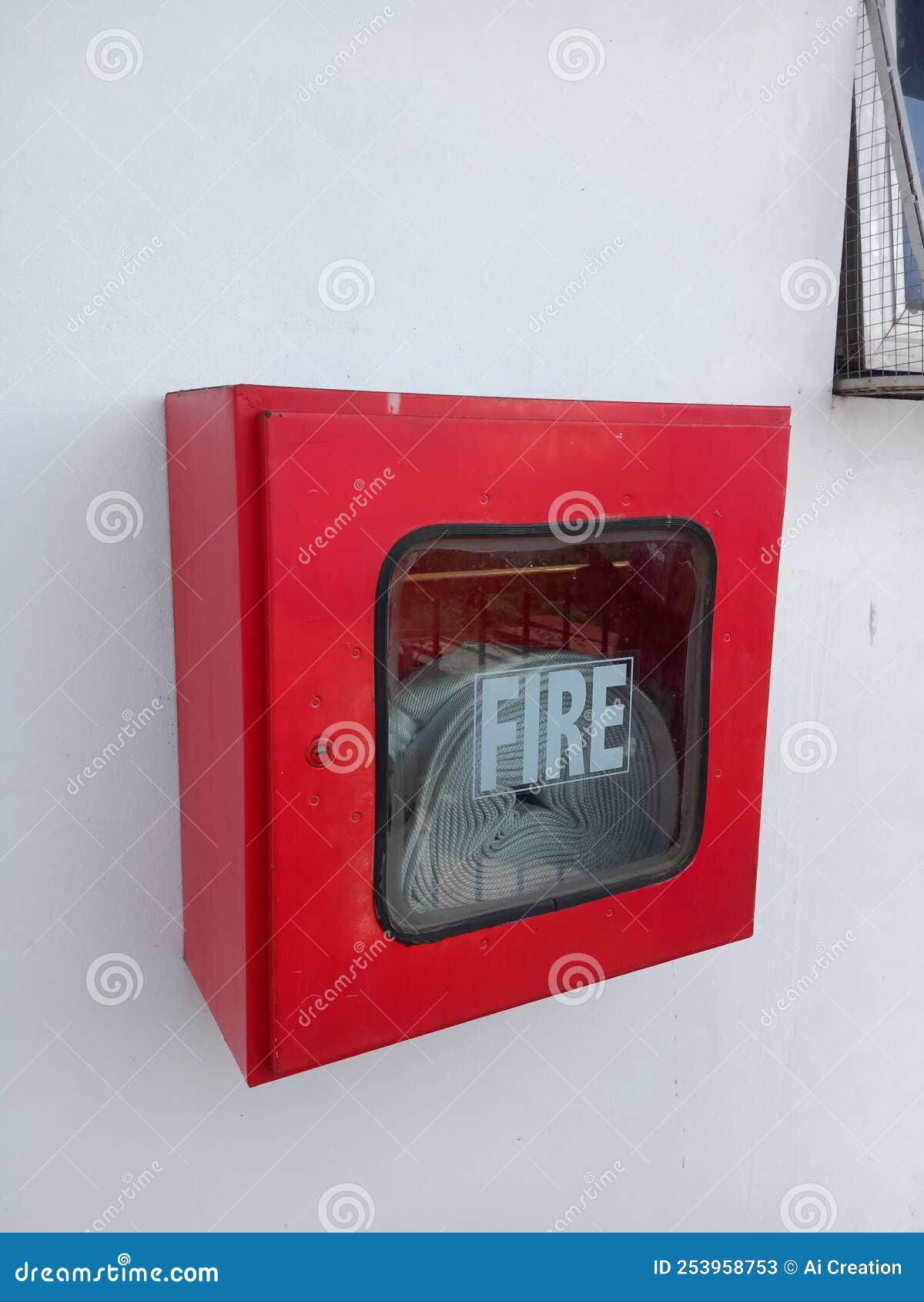 Fire Safety Hose Pipe Box stock image. Image of sign - 253958753