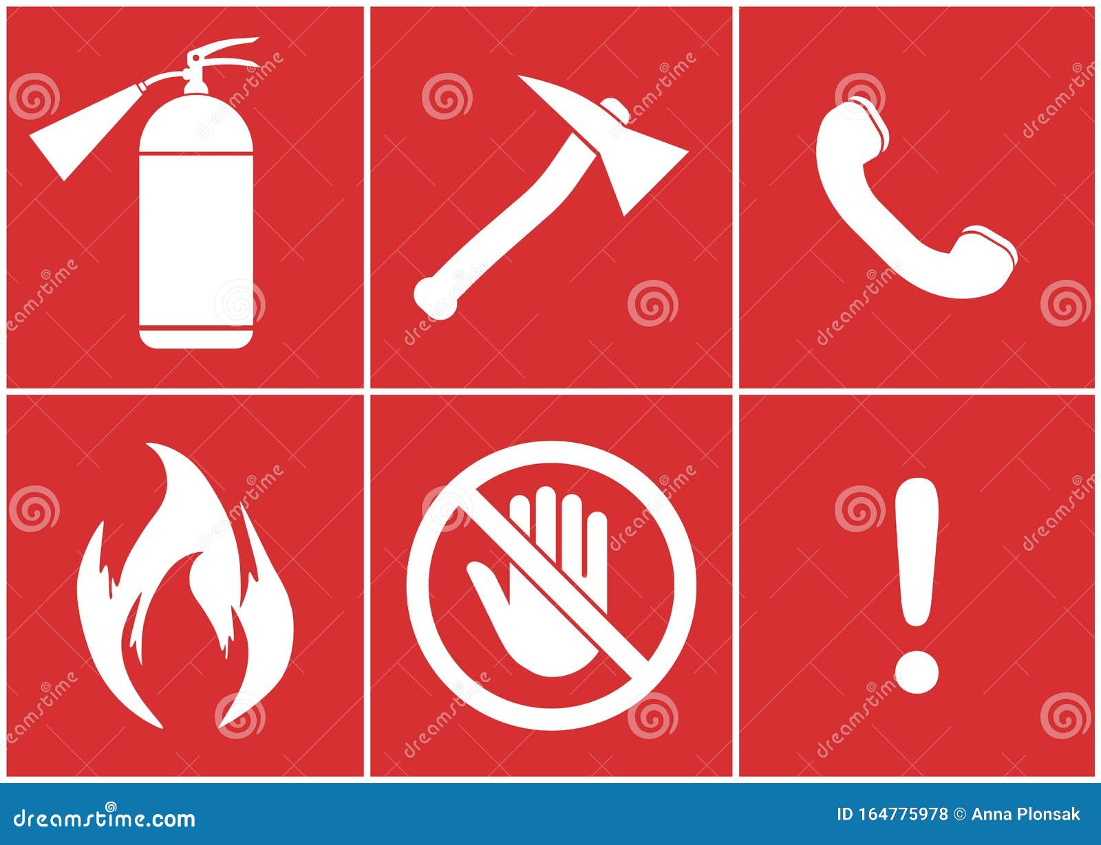 Fire Safety Kit. Against a Fire Stock Illustration - Illustration of ...