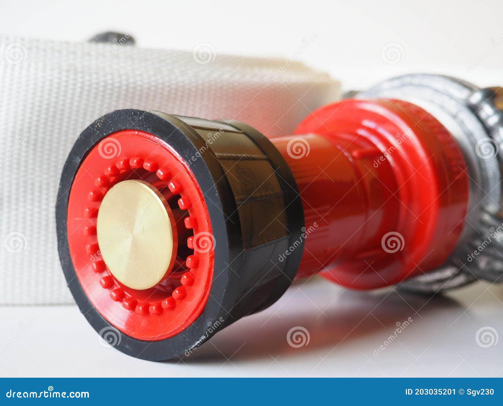 Fire Hose with Nozzle and Connections. Stock Image - Image of alarm ...