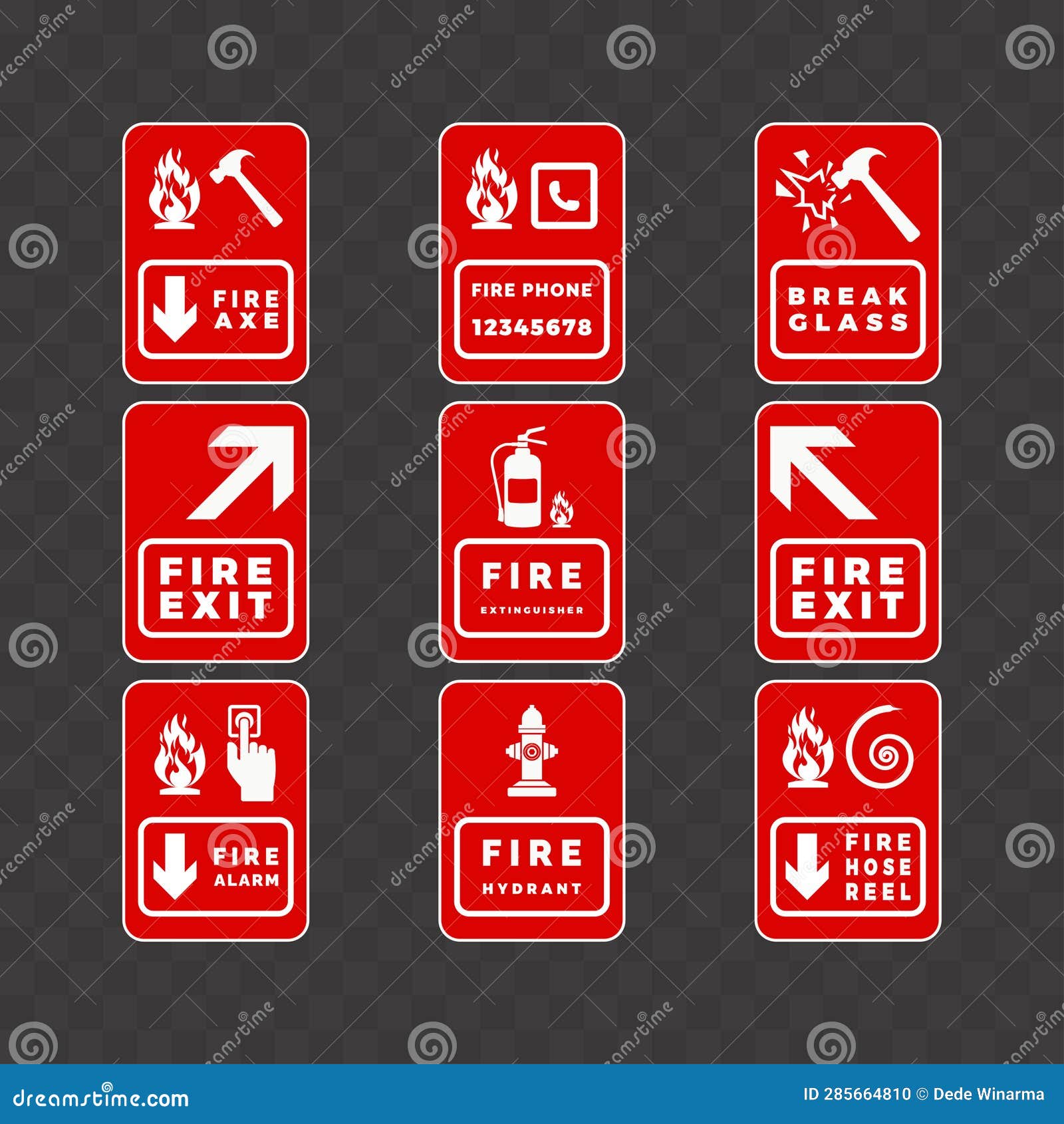 Fire Safety Set Sign and Symbol Graphic Design Vector Illustration ...
