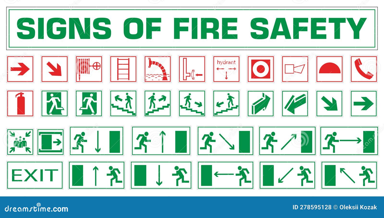Fire Safety Signs. Meeting Point, Emergency Exit Stock Vector ...
