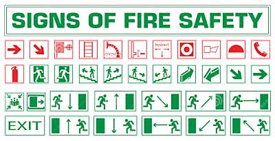 Fire Safety Signs. Meeting Point, Emergency Exit Stock Vector ...