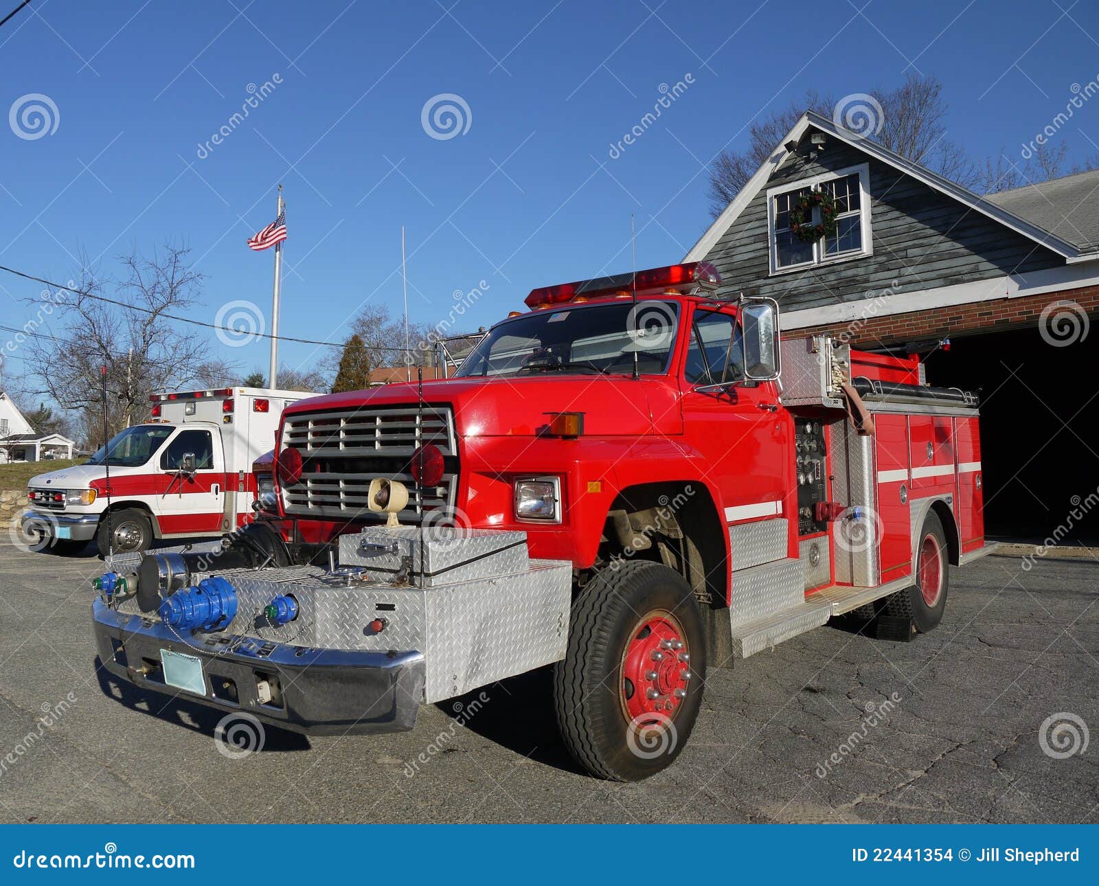 Fire Safety: Truck and Ambulance Stock Photo - Image of station, truck ...