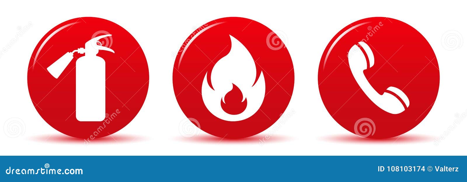 Fire Safety Vector Web Icons Isolated on White Stock Vector ...